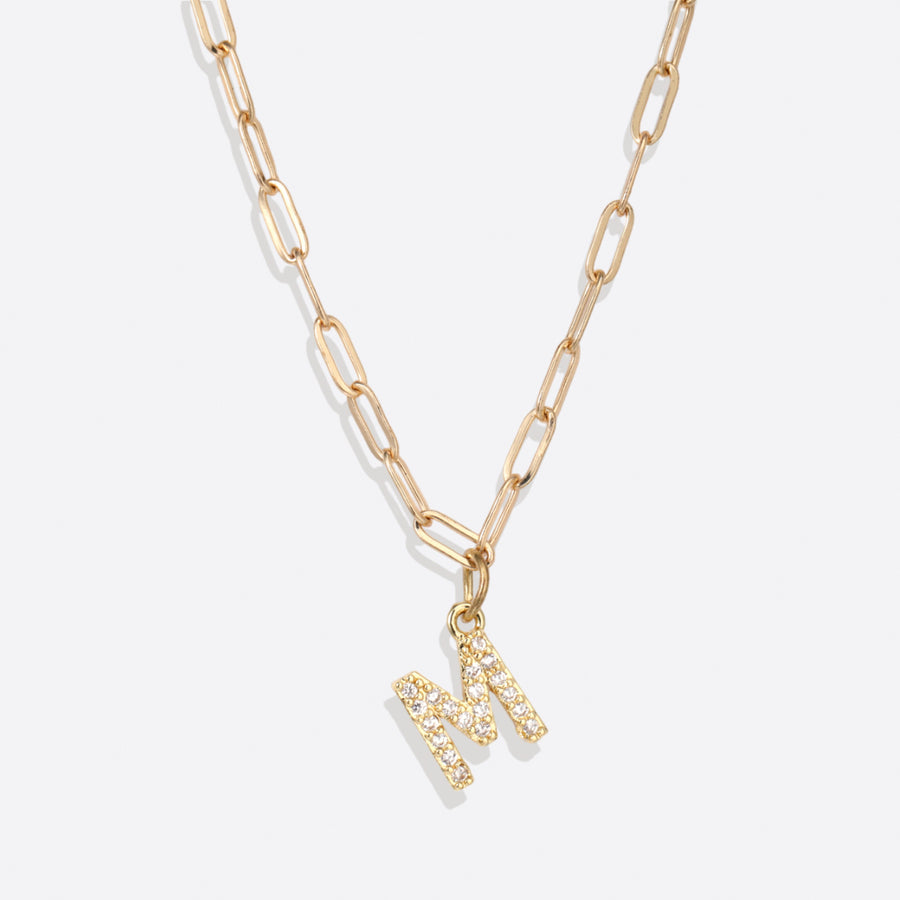 Paperclip Pave Initial Necklace – Mint & Lily