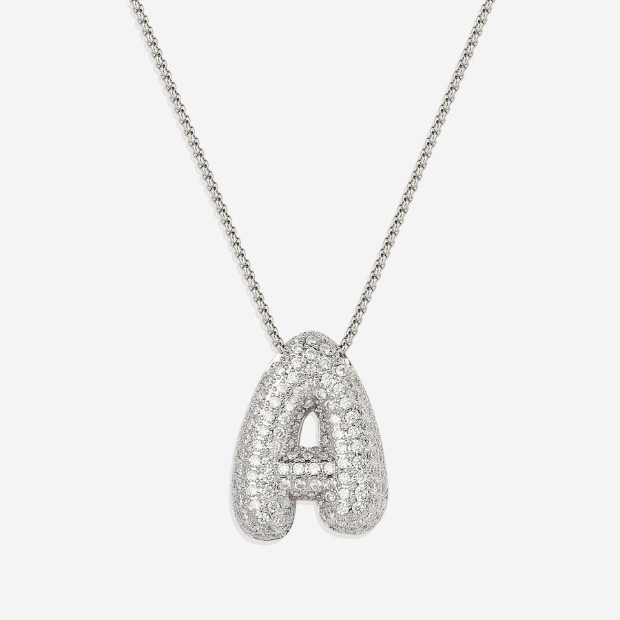 Pave Bubble Initial Necklace – Mint & Lily