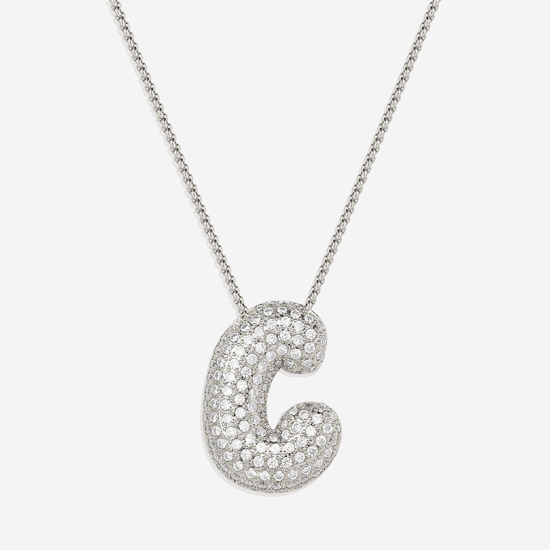 Pave Bubble Initial Necklace – Mint & Lily