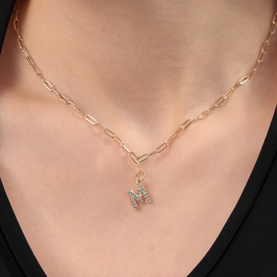 Paperclip Pave Initial Necklace – Mint & Lily