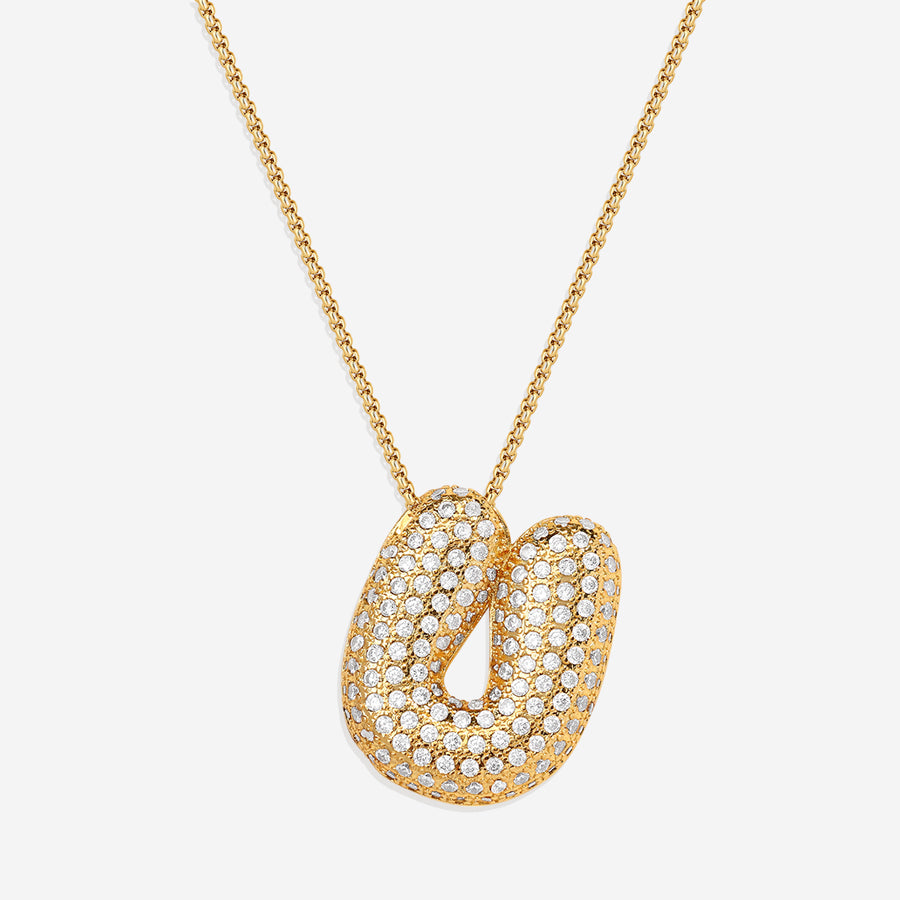 Pave Bubble Initial Necklace – Mint & Lily
