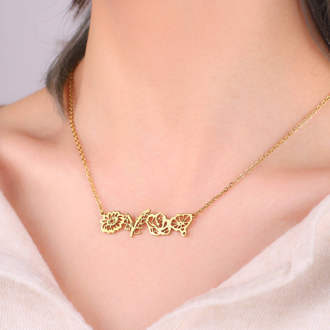 Personalized Birth Flower String Bouquet Necklace – Mint & Lily