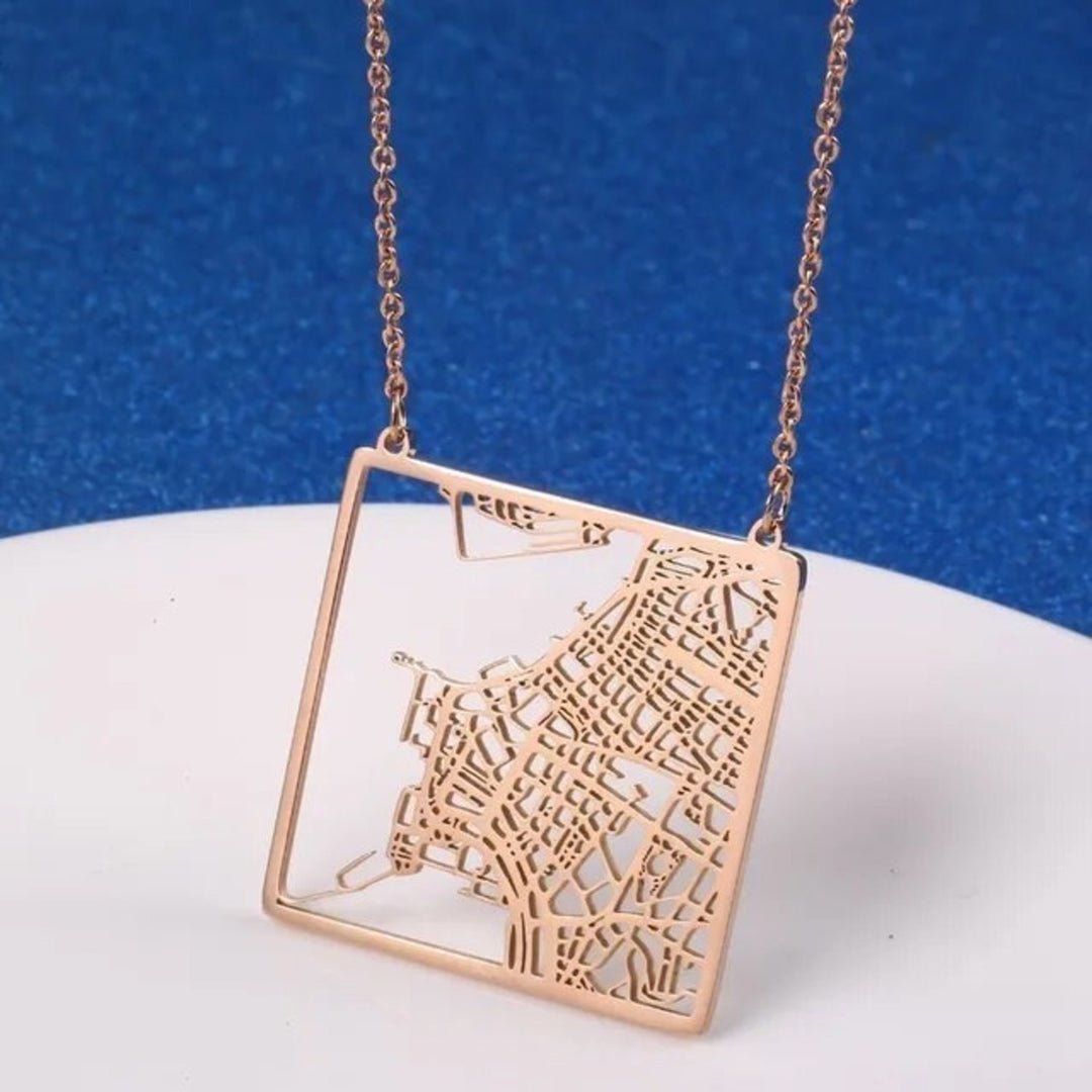 Custom Map Necklace – Mint & Lily