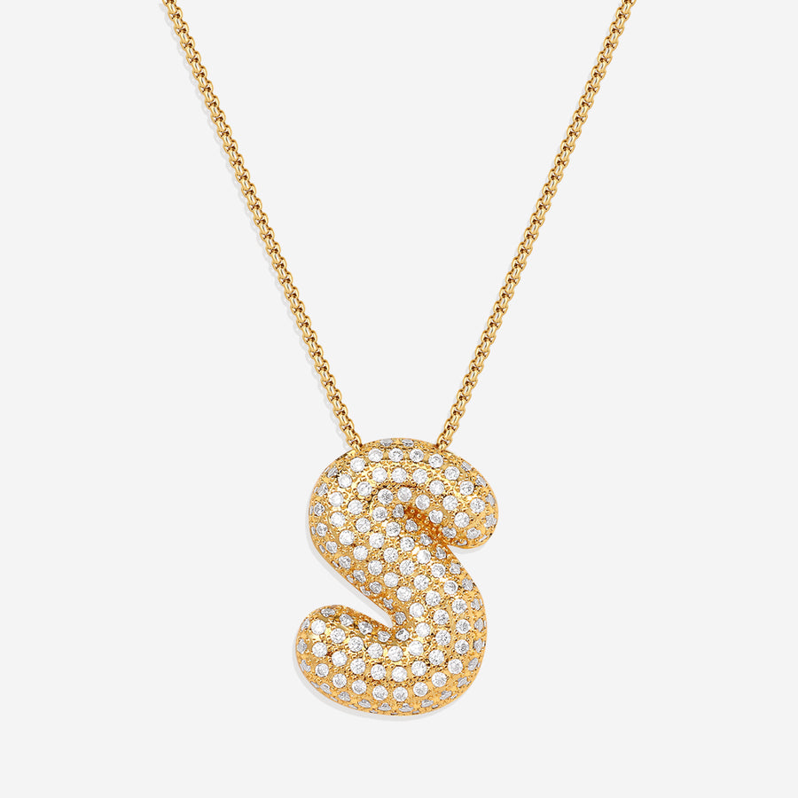 Pave Bubble Initial Necklace – Mint & Lily