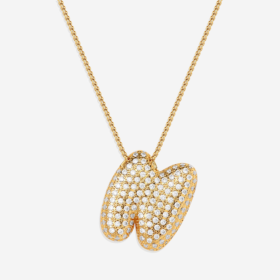 Pave Bubble Initial Necklace – Mint & Lily