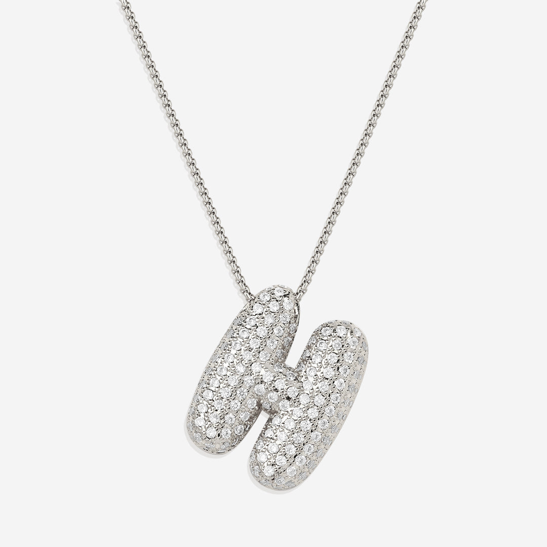Pave Bubble Initial Necklace – Mint & Lily