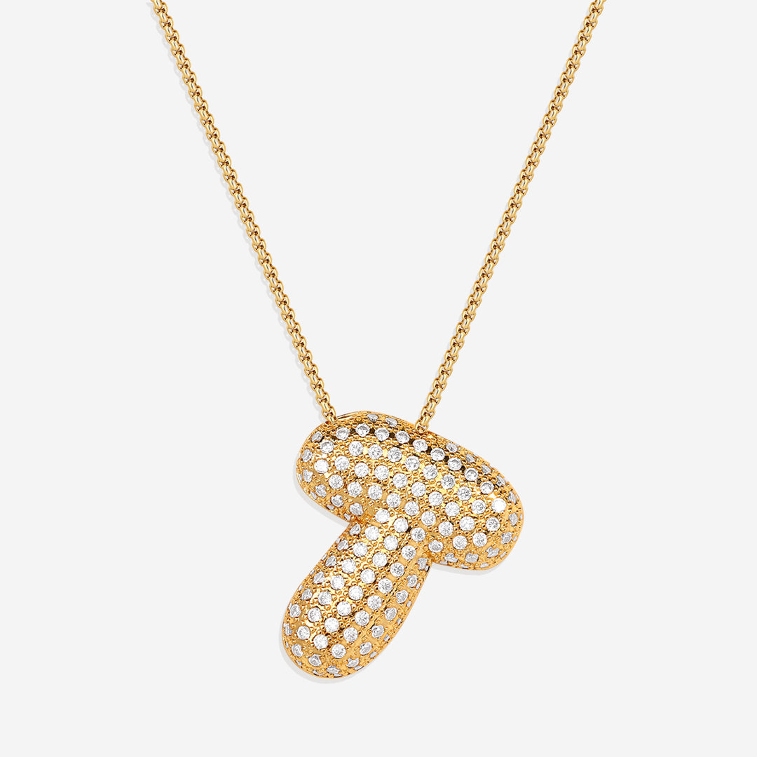 Pave Bubble Initial Necklace – Mint & Lily