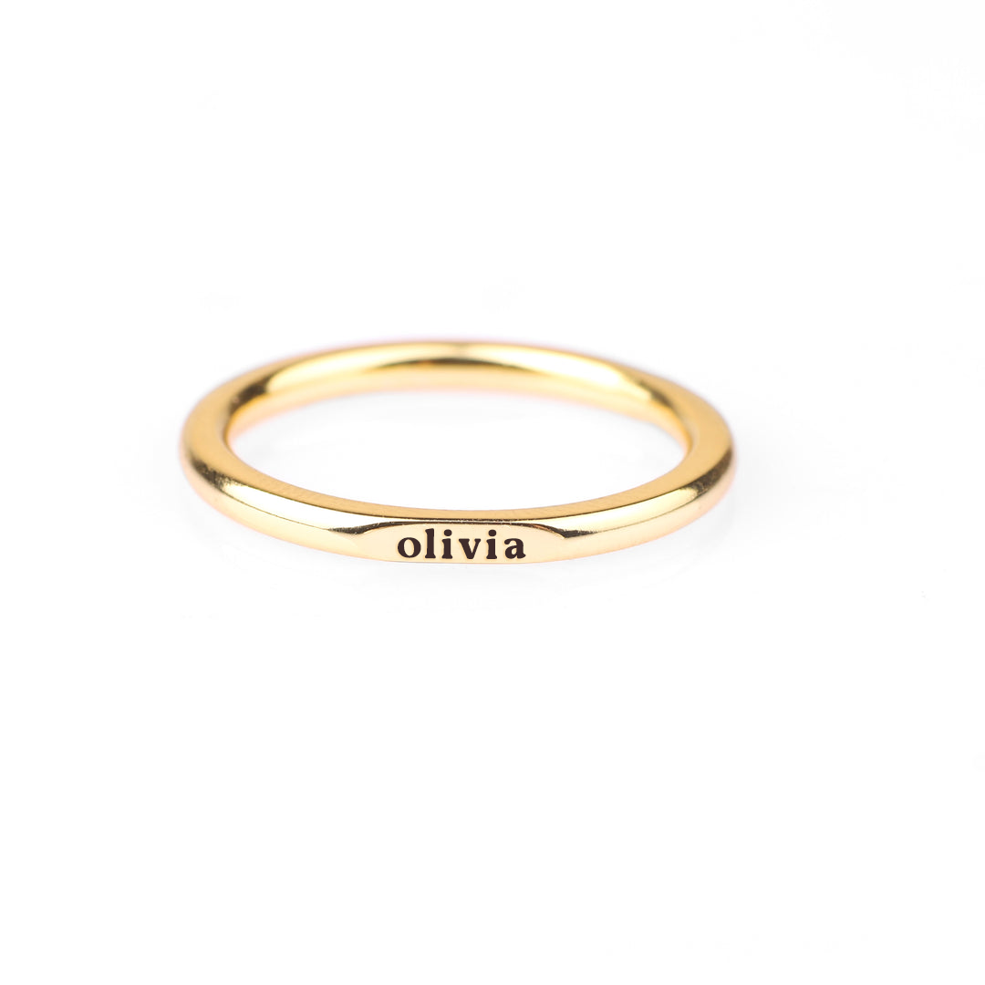 Sterling Silver Flat Top Super Tiny Stackable Name Ring – Mint & Lily