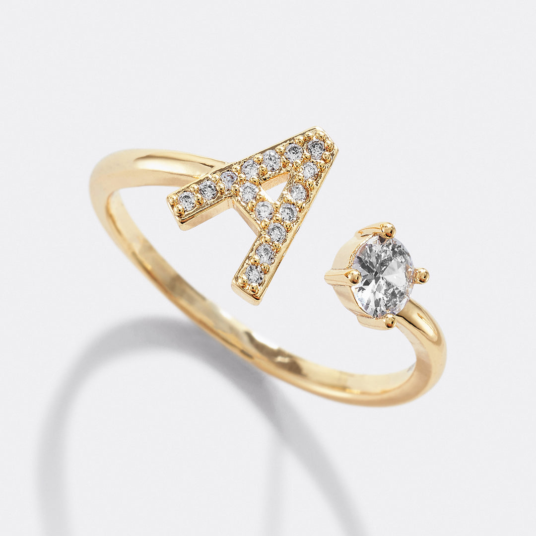 Pave Adjustable Initial Ring – Mint & Lily