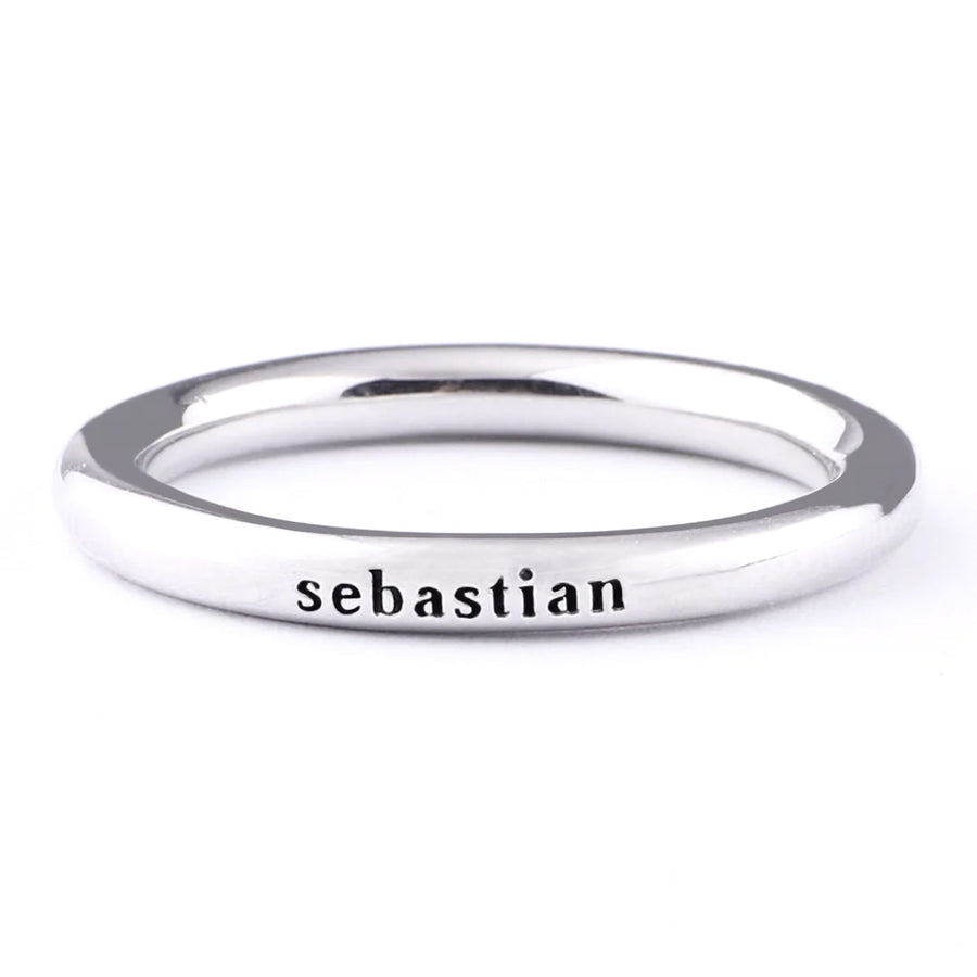 Sterling Silver Stamped Stackable Name Ring – Mint & Lily