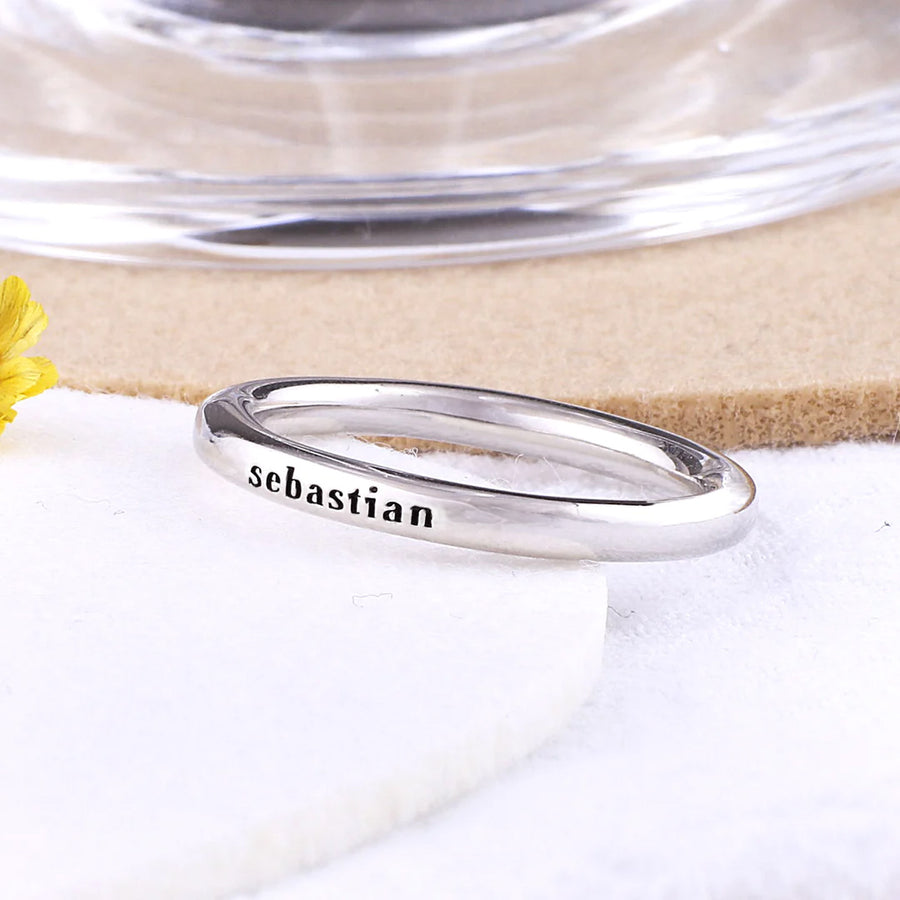 Sterling Silver Stamped Stackable Name Ring – Mint & Lily