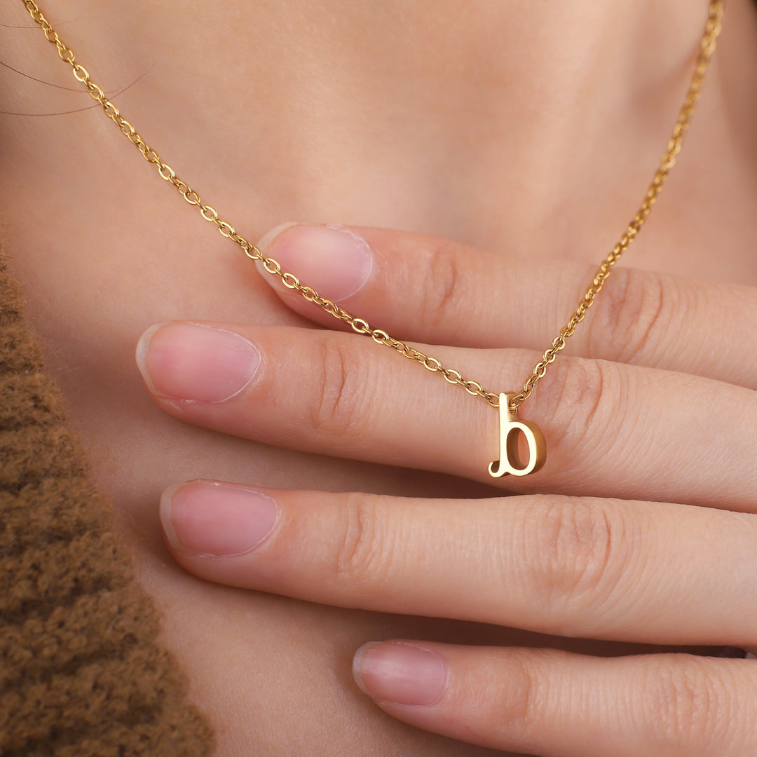 Tiny Initial Script Necklace – Mint & Lily