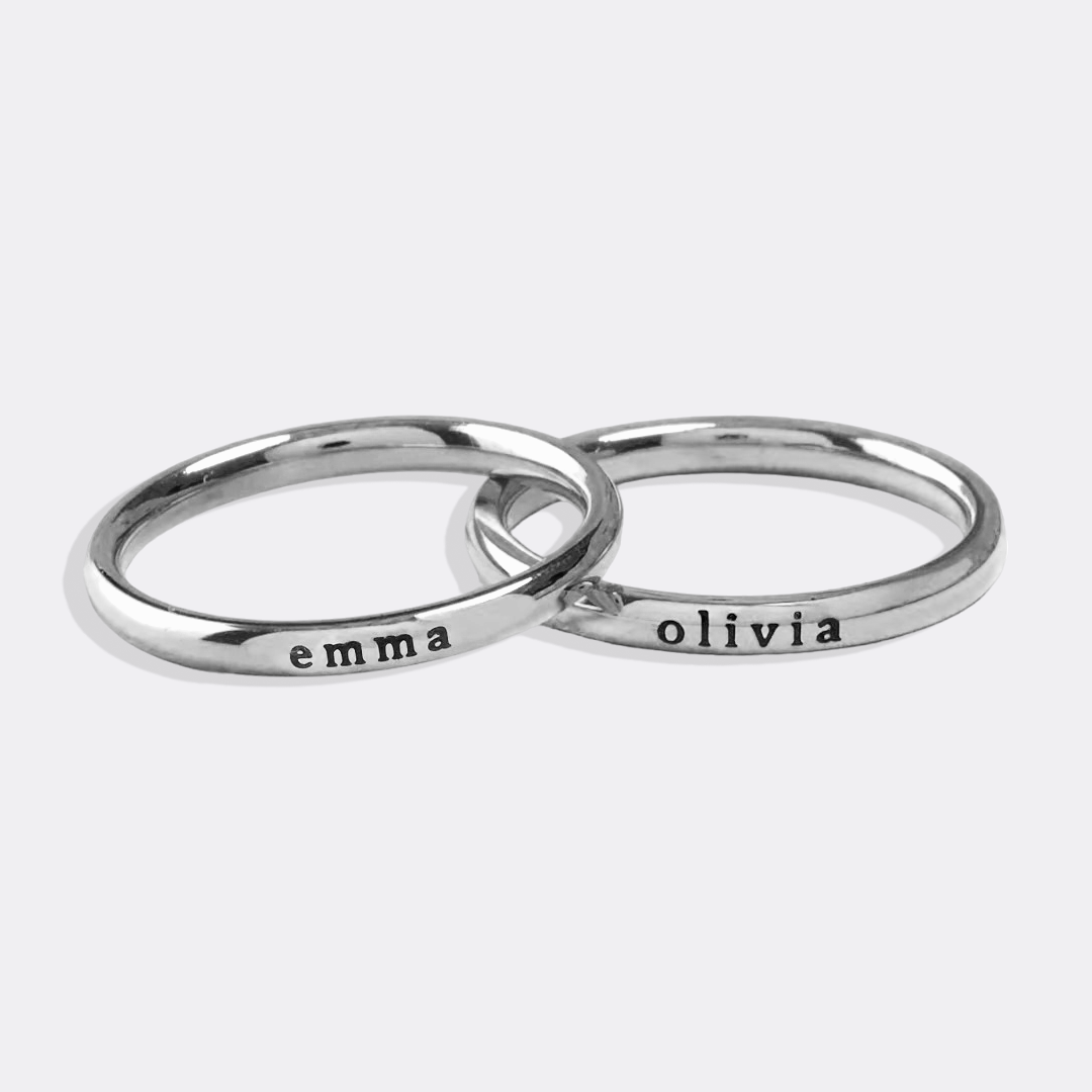 Tiny Stackable Name Ring – Mint & Lily