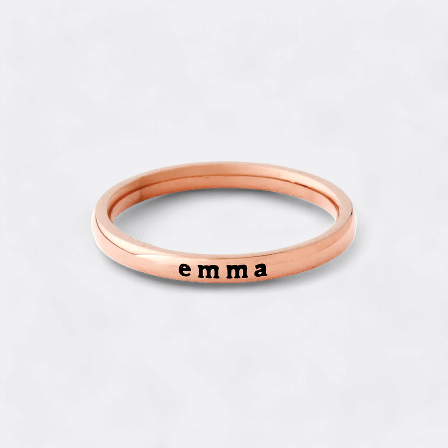 Rose gold stackable name rings store
