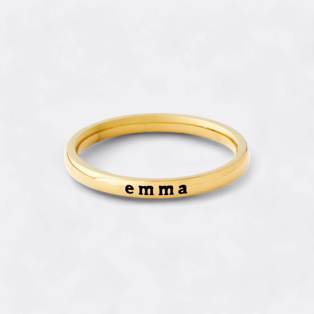 Tiny Stackable Name Ring – Mint & Lily