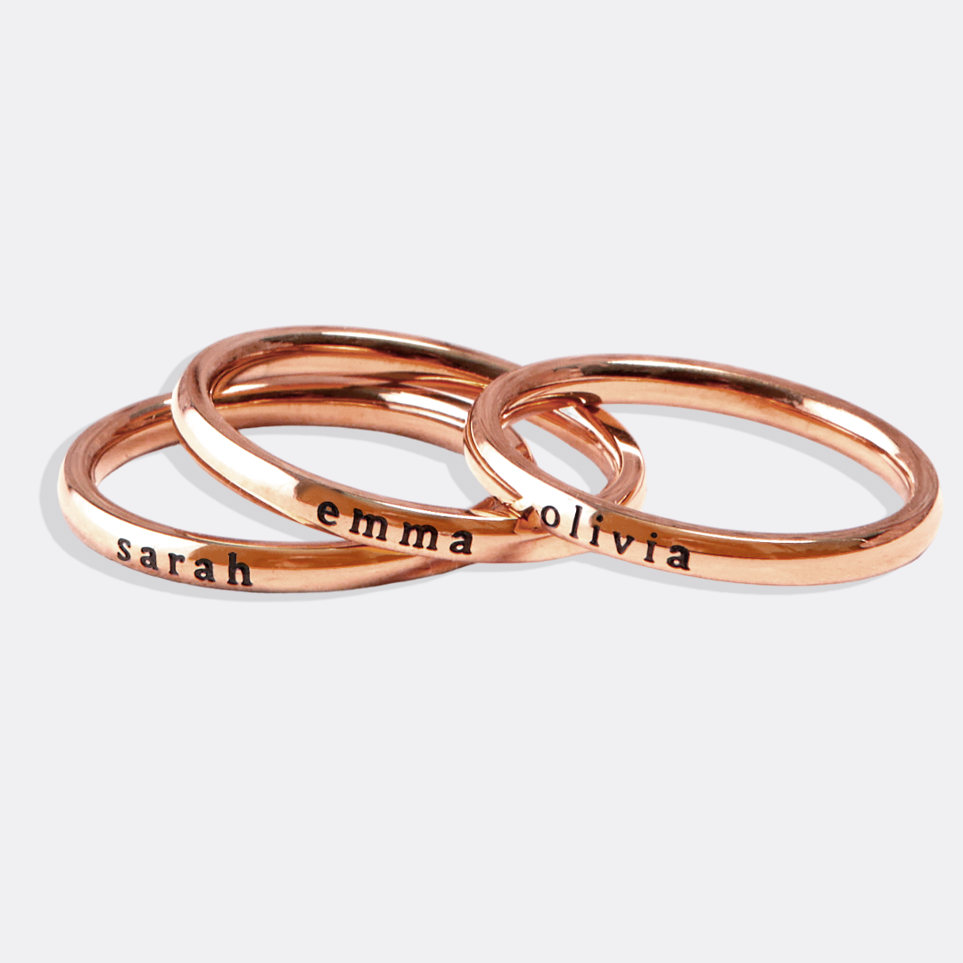 Tiny Stackable Name Ring – Mint & Lily