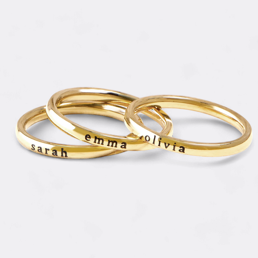 Tiny Stackable Name Ring – Mint & Lily