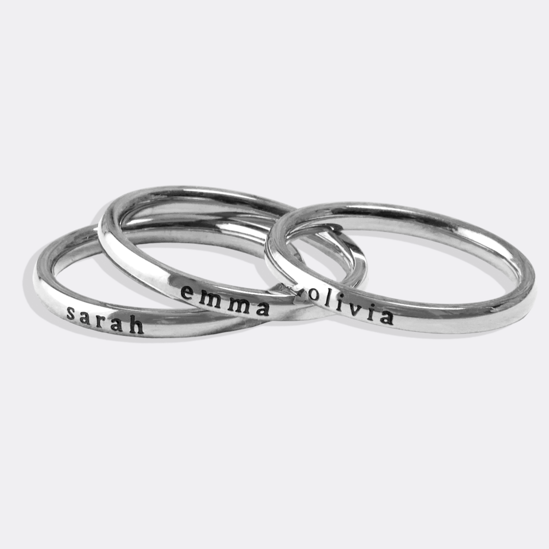 Tiny Stackable Name Ring – Mint & Lily
