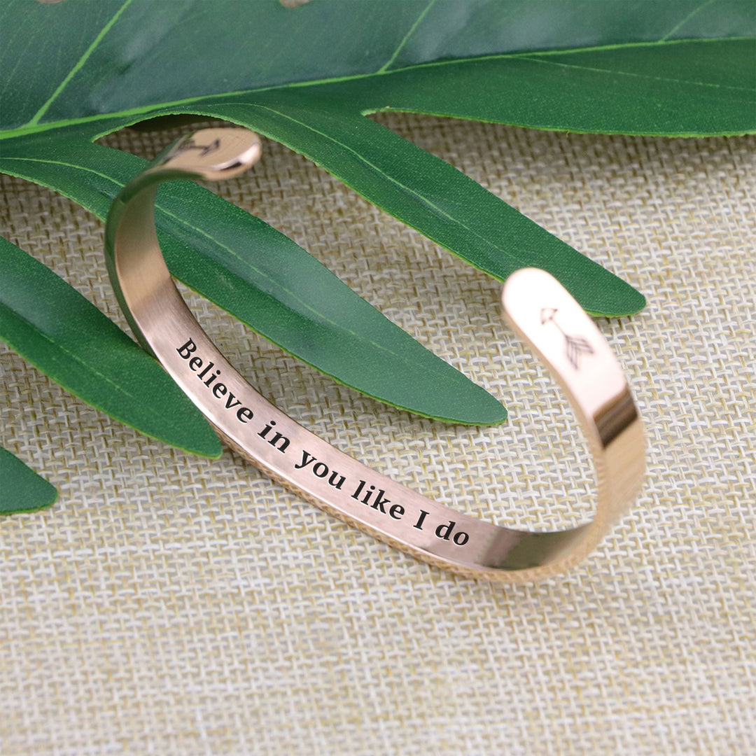 Believe in You Like I Do Cuff Bracelet – Mint & Lily