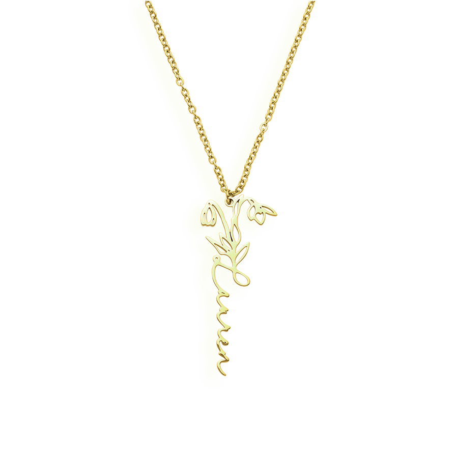 Birth Flower Name Necklace | Mint & Lily