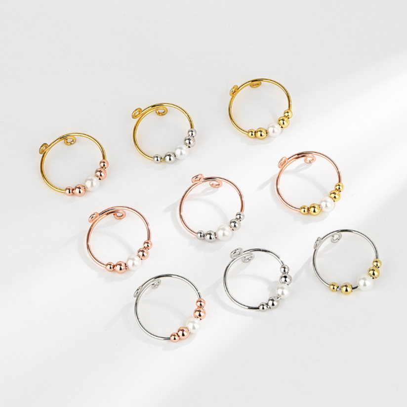 Dainty Adjustable Opal Fidget Ring – Mint & Lily