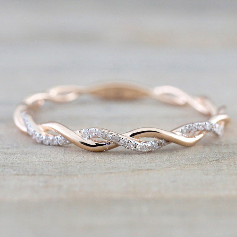 Dainty Pave Twist Stacking Ring – Mint & Lily