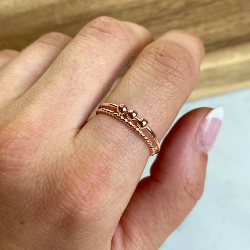 Dainty Stackable Beaded Fidget Ring Set – Mint & Lily