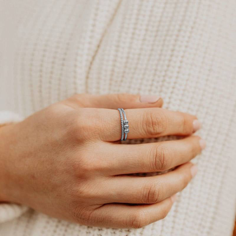 Dainty Stackable Beaded Fidget Ring Set – Mint & Lily
