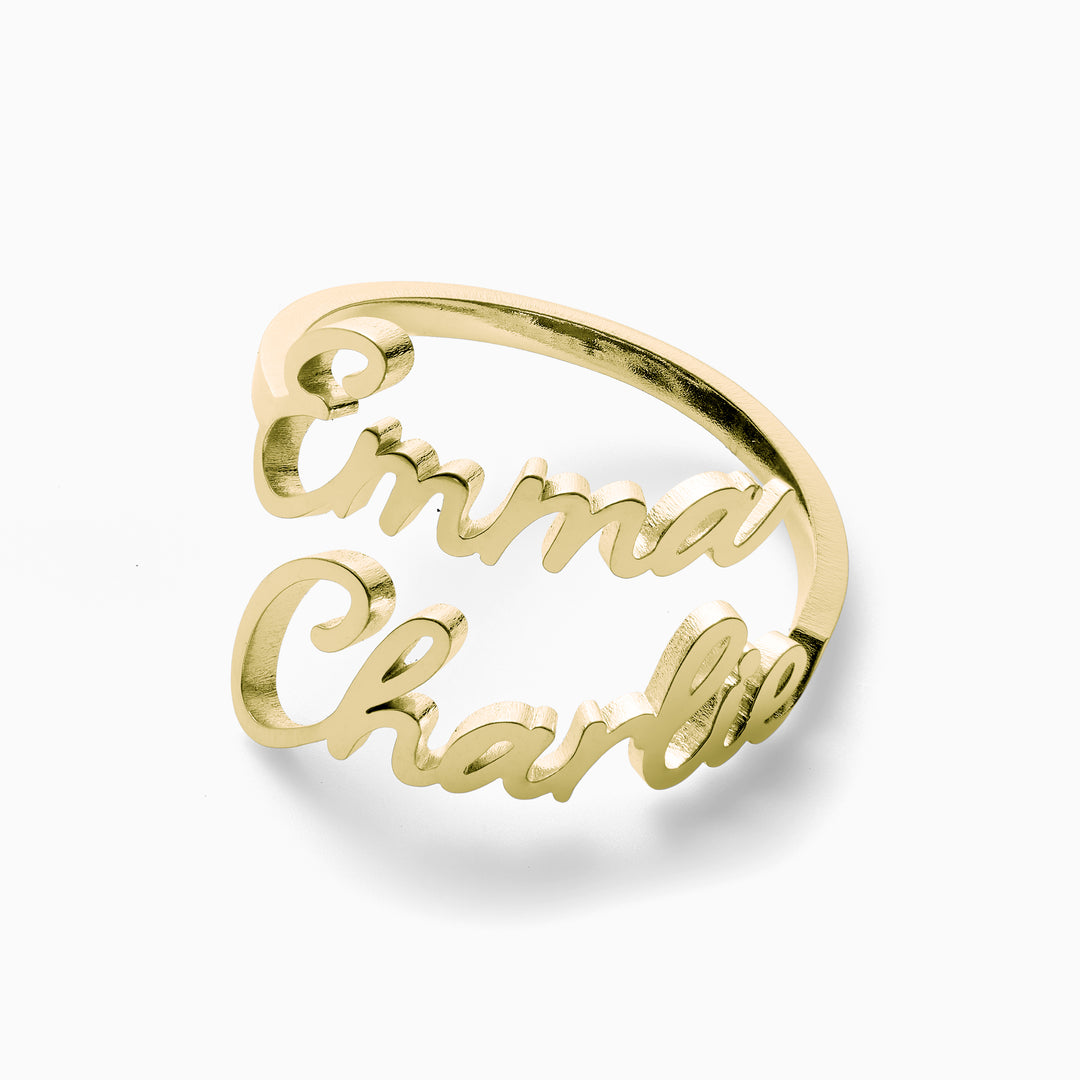 Double Name Ring - Customizable Two Name Ring | Mint & Lily