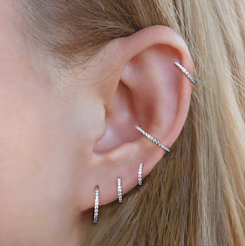 Eternity Crystal Cartilage Hoops | 16g – Mint & Lily