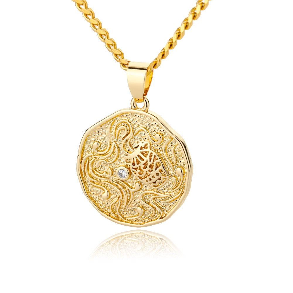 Astrological Sign Coin Pendant Necklace – Mint & Lily