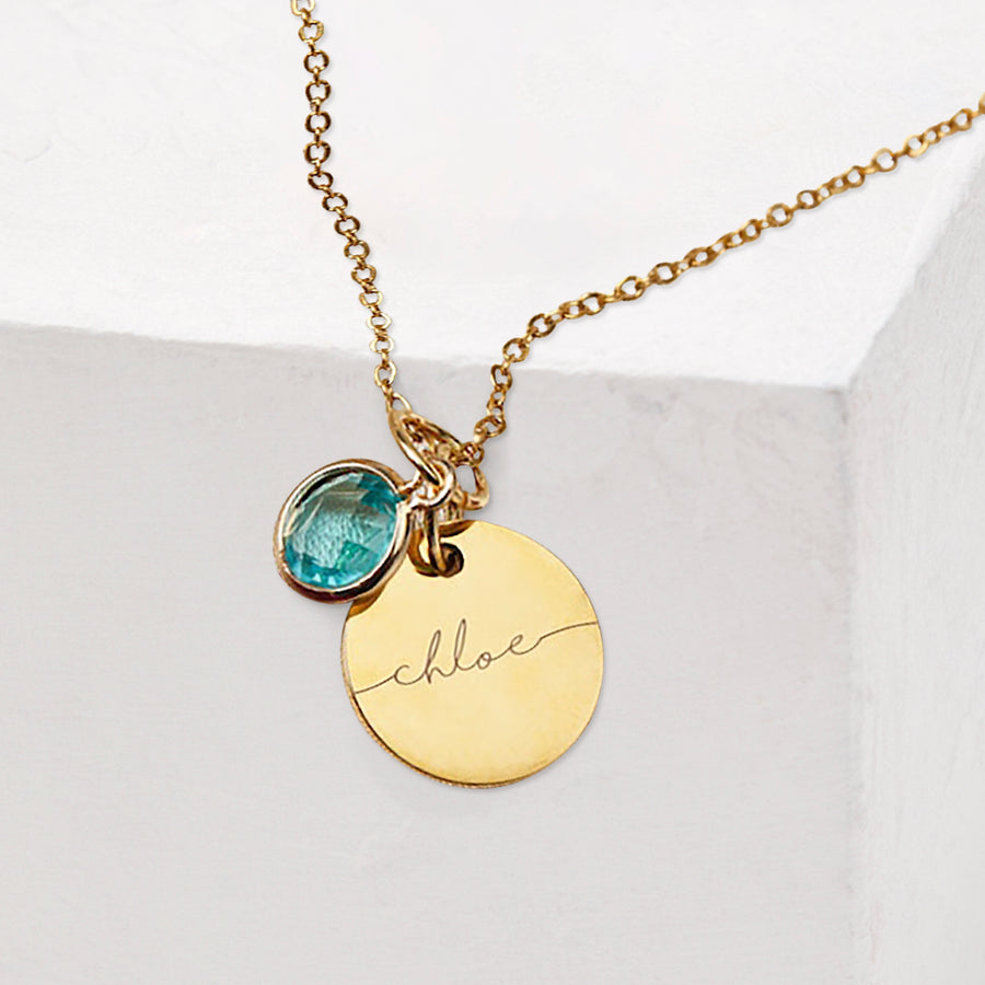 Monogram Script Birthstone Necklace – Mint & Lily