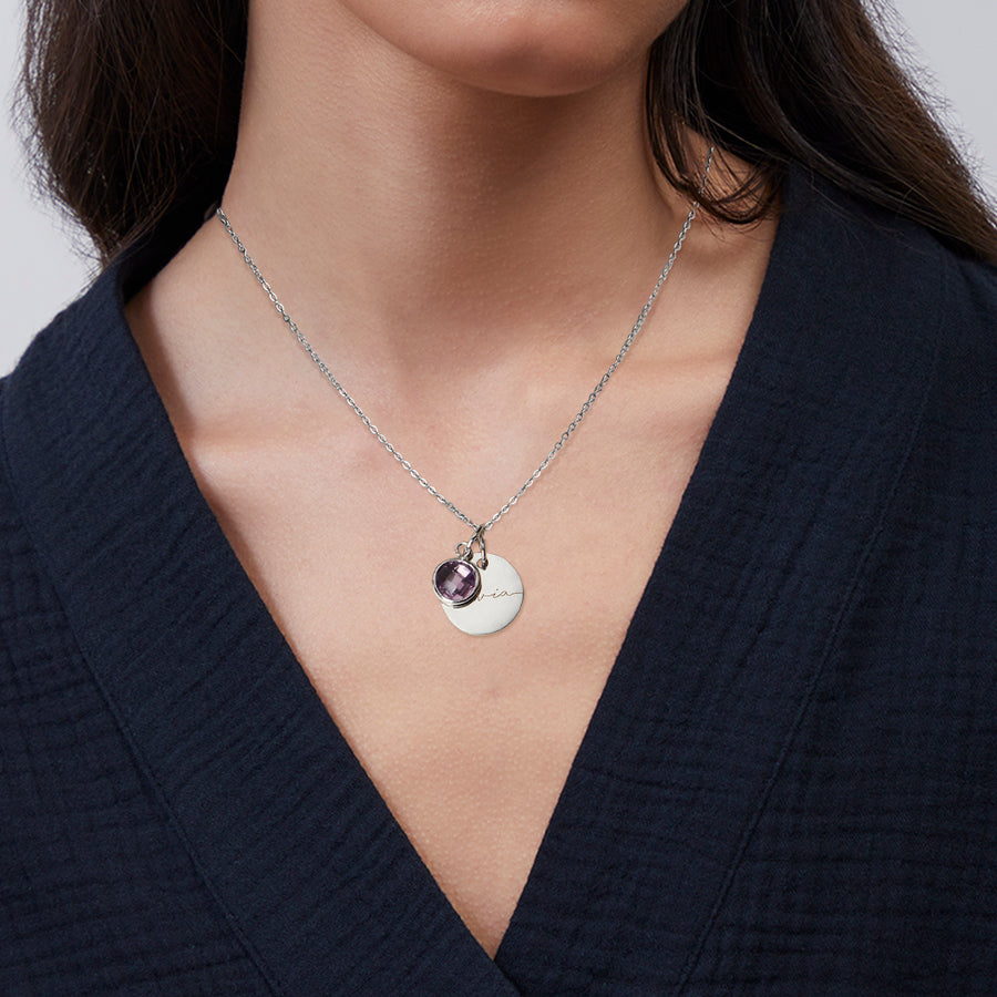 Monogram Script Birthstone Name Necklace Mint And Lily