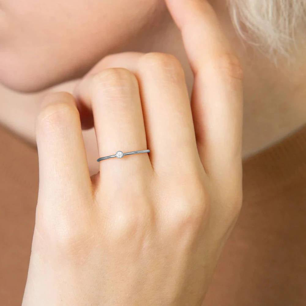 Minimalist Birthstone Stacking Band | Bezel Set Ring – Mint & Lily