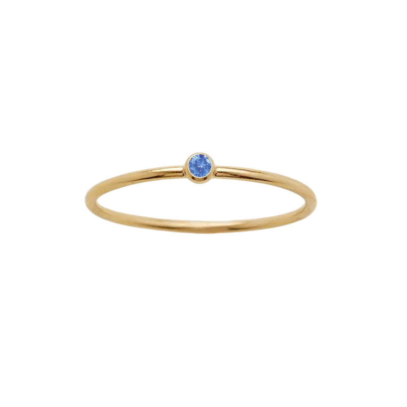 Minimalist Birthstone Stacking Band | Bezel Set Ring – Mint & Lily