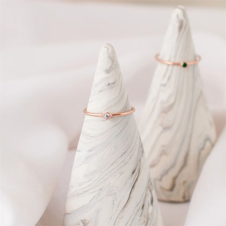 Minimalist Birthstone Stacking Band | Bezel Set Ring – Mint & Lily