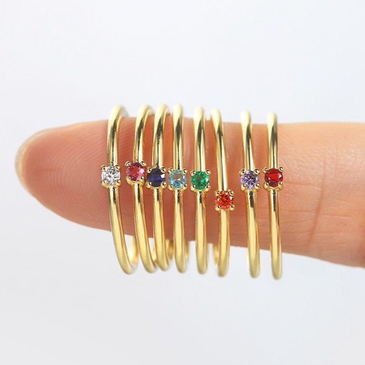 Super Dainty Birthstone Stacking Ring – Mint & Lily