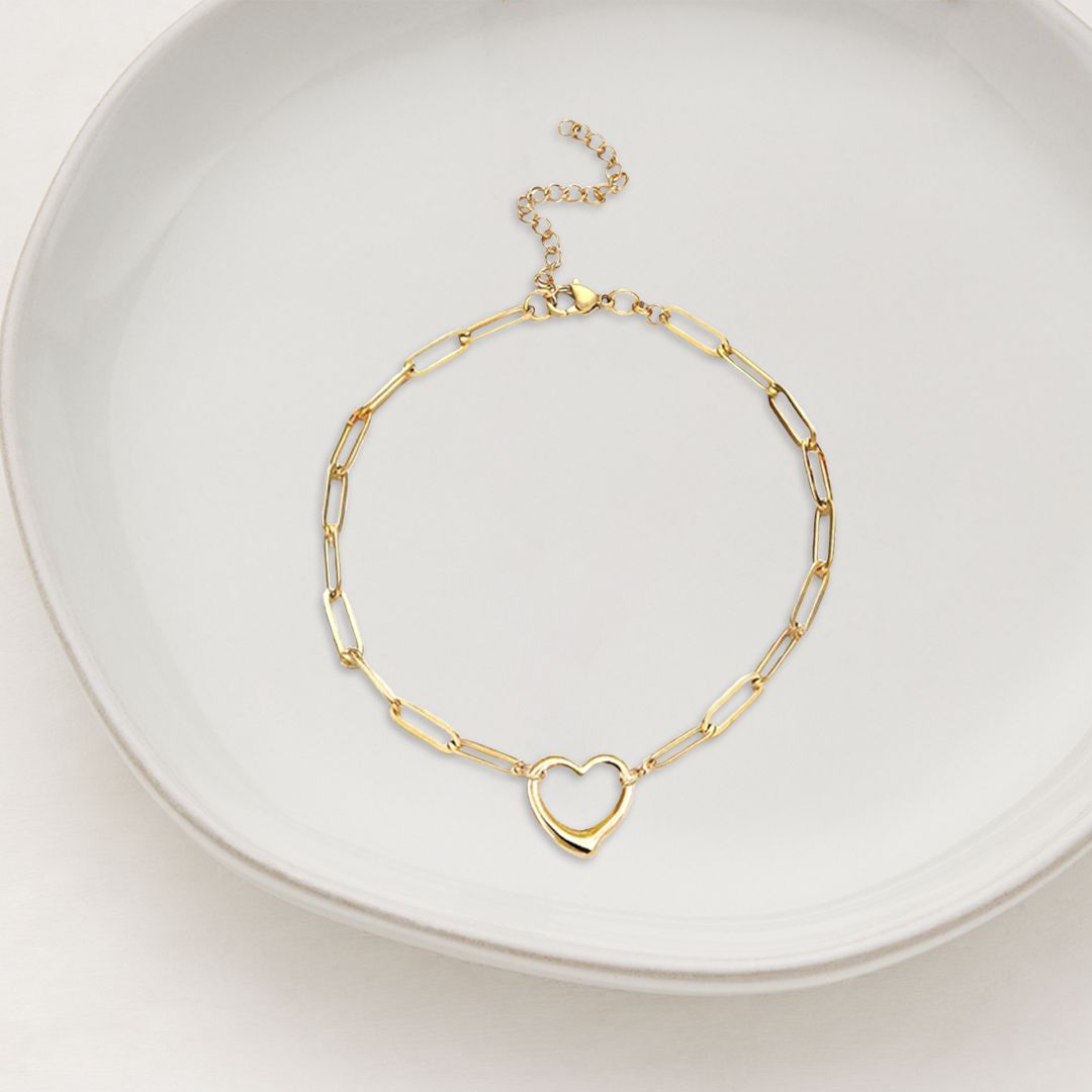 Open Heart Paperclip Chain Bracelet – Mint & Lily
