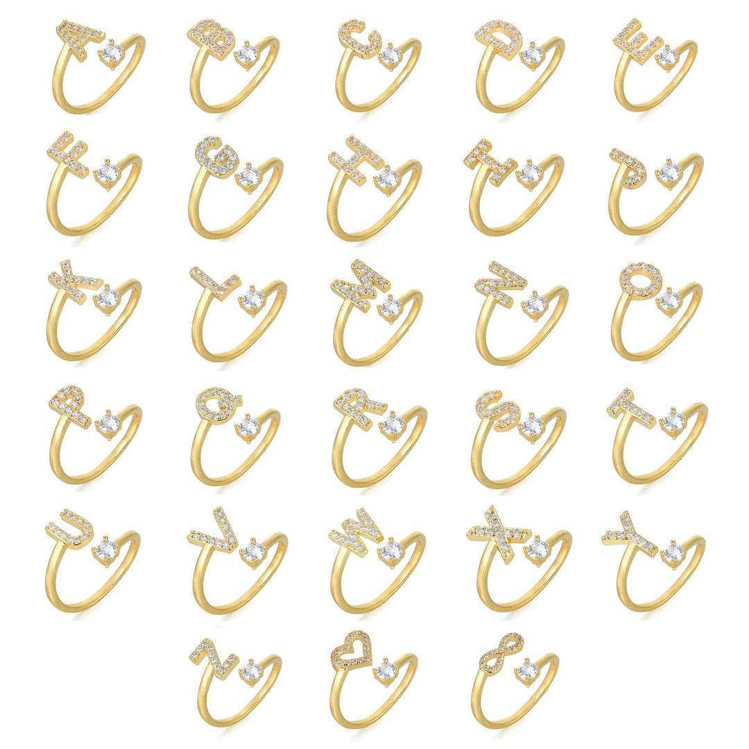 Pave Adjustable Initial Ring – Mint & Lily