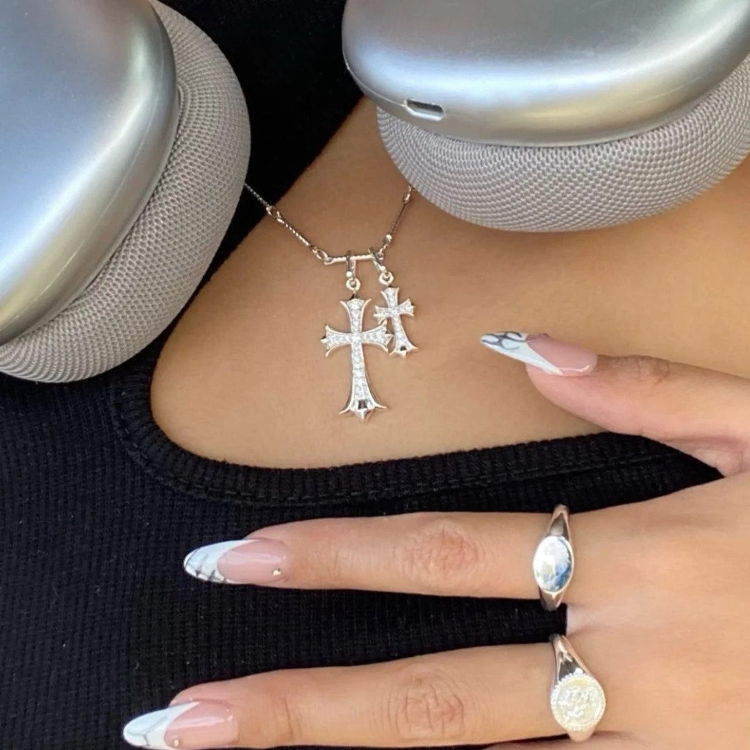 Double Cross Pendant Necklace – Mint & Lily