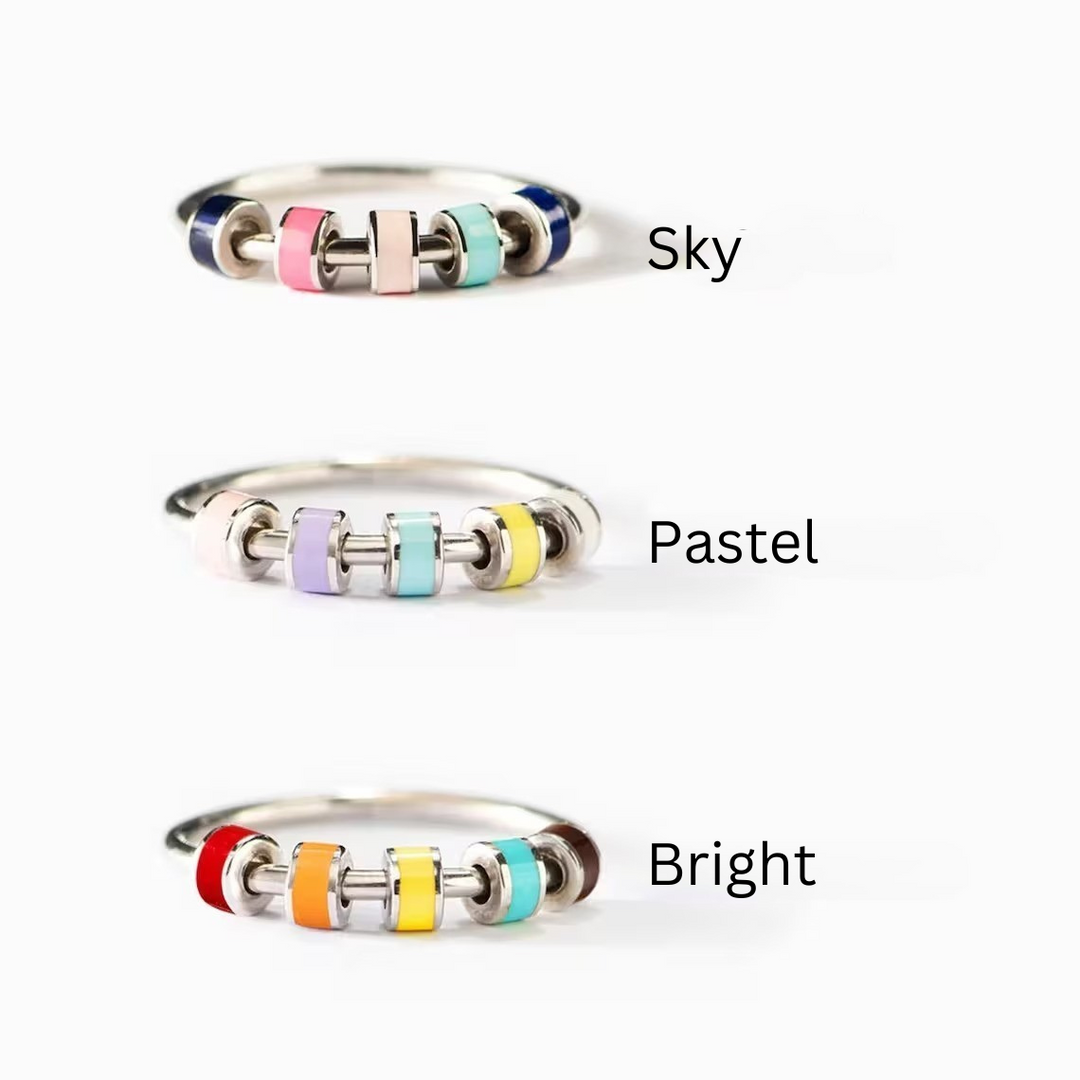 Enamel Bead Spinning Fidget Ring – Mint & Lily