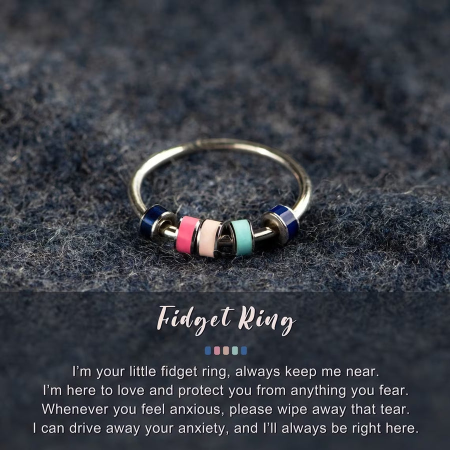Enamel Bead Spinning Fidget Ring – Mint & Lily