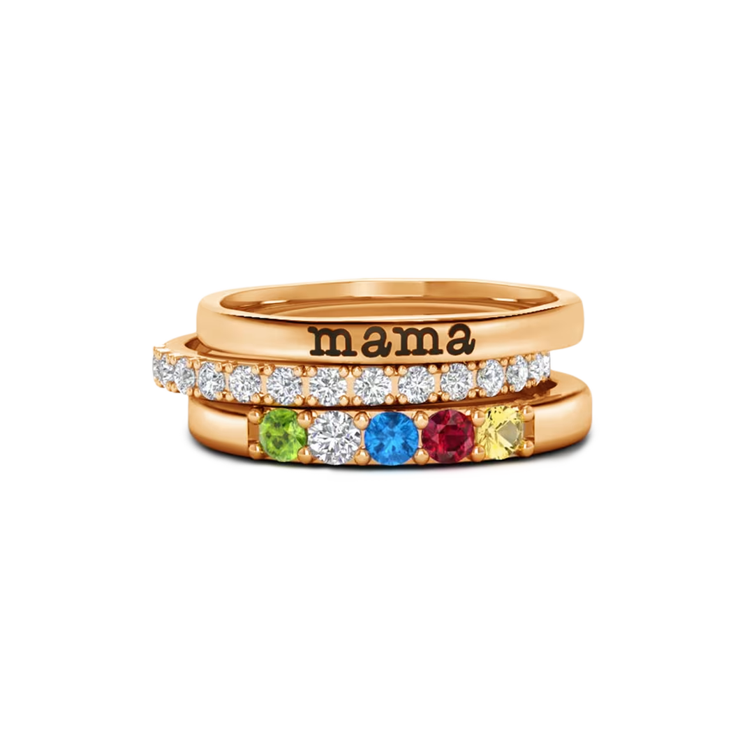 Personalized Birthstones Stacking Name Rings – Mint & Lily