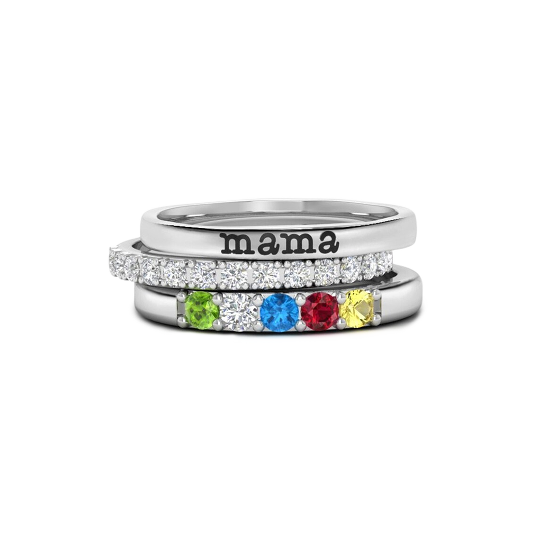 Personalized Birthstones Stacking Name Rings – Mint & Lily