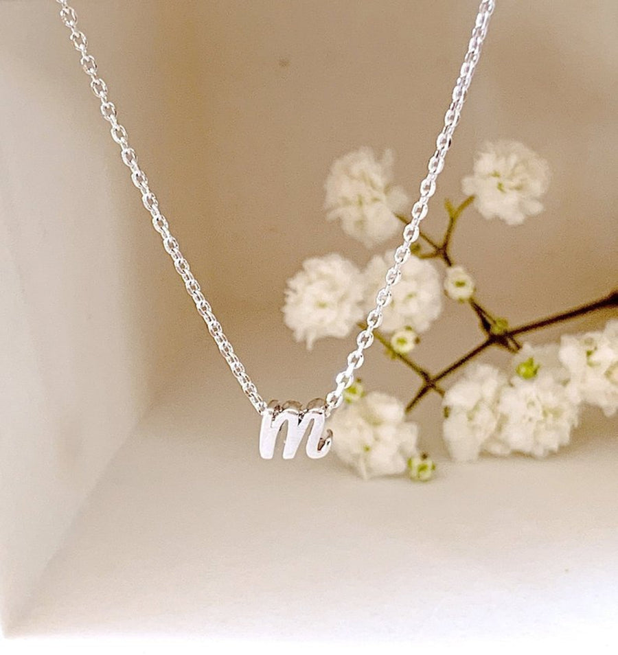Tiny Initial Script Necklace – Mint & Lily