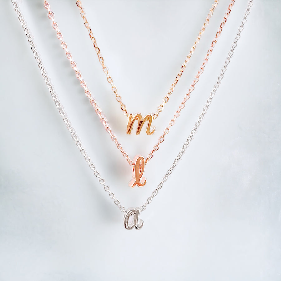 Tiny Initial Script Necklace – Mint & Lily