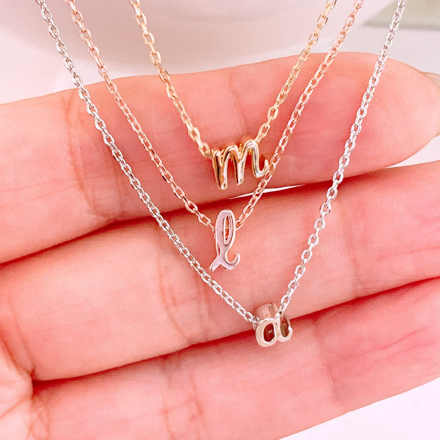 Tiny Initial Script Necklace – Mint & Lily